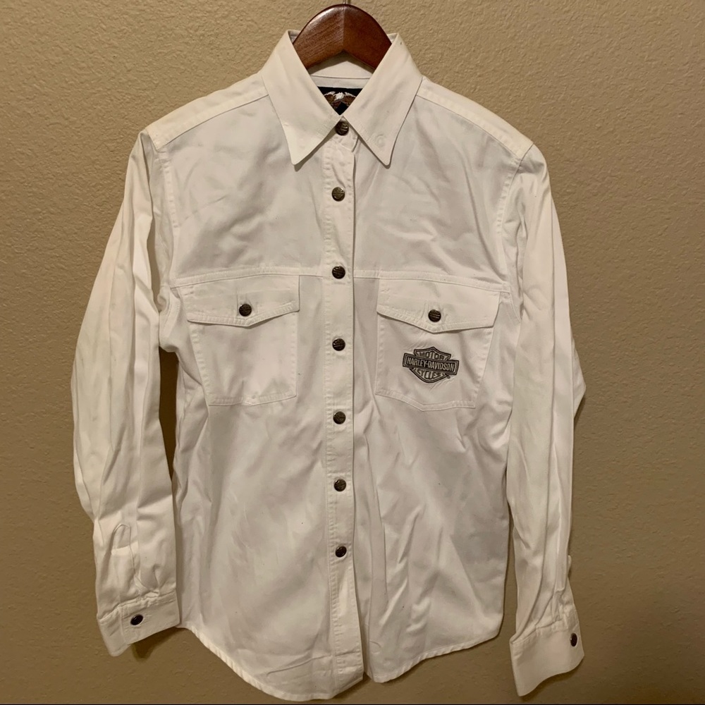 Harley Davidson Women’s Snap Button Embroidered Logo … - Gem